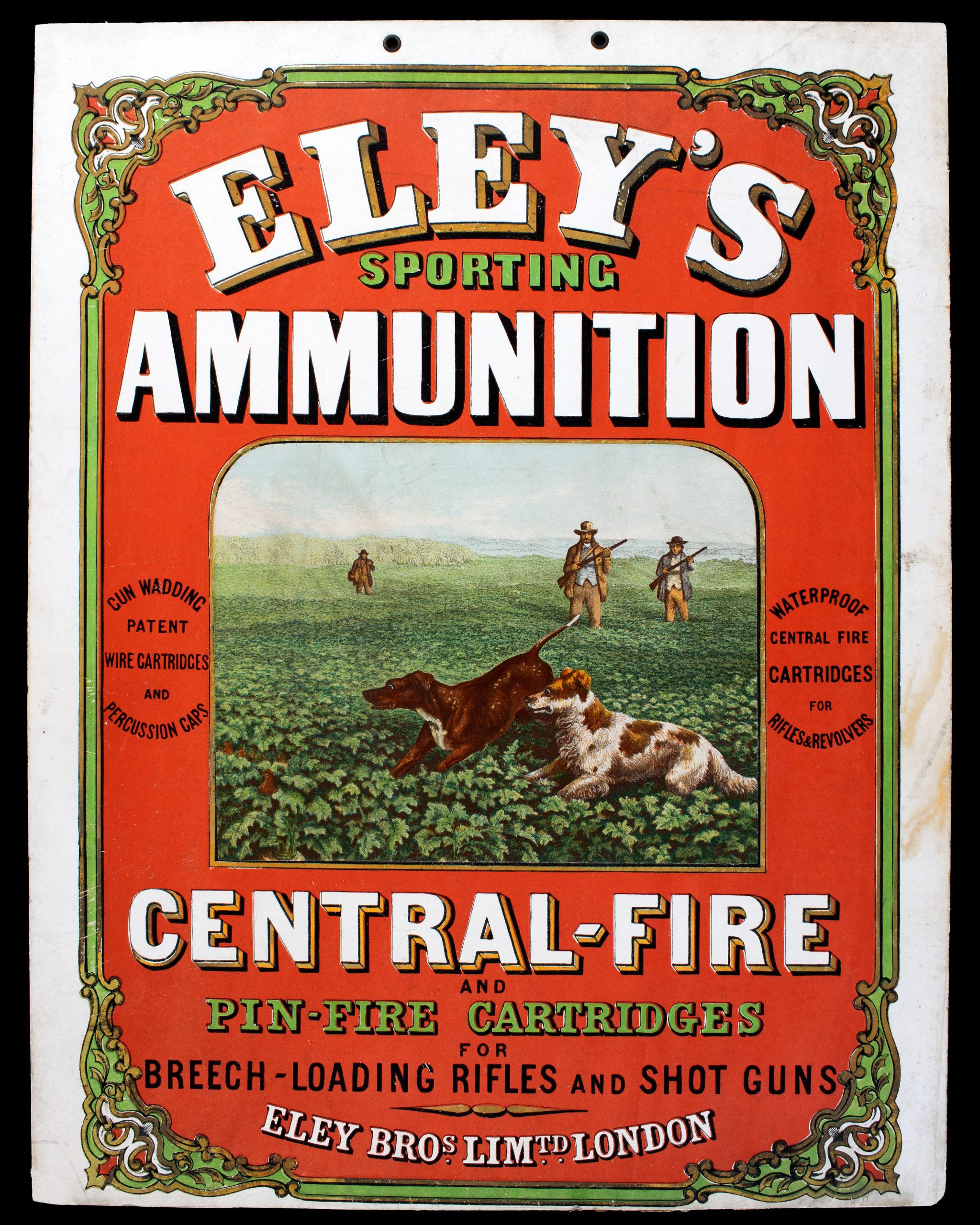 A 19th Century Color Lithograph of a Hunting Scene Advertising Eley's ...